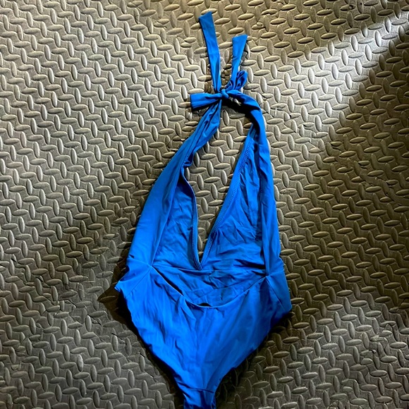 Zara | Swim | Zara Deep Plunge Halter One Piece Swimsuit | Poshmark